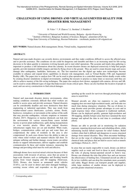 Pdf Challenges Of Using Drones And Virtualaugmented Reality For