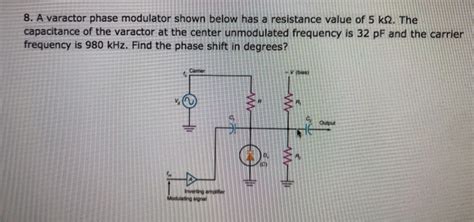 8 A Varactor Phase Modulator Shown Below Has A