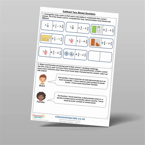 Year 6 Subtract Two Mixed Numbers Reasoning And Problem Solving