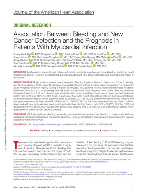 Pdf Association Between Bleeding And New Cancer Detection And The Prognosis In Patients With