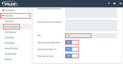 enable call forwarding wiline connect