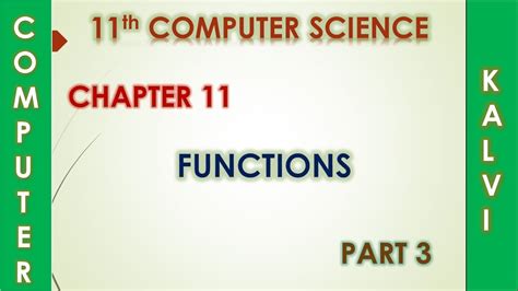 11th Cs Chapter 11 Functions Part 3 Youtube