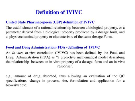Ppt In Vitro In Vivo Correlation Ivivc A Tool In Drug Development