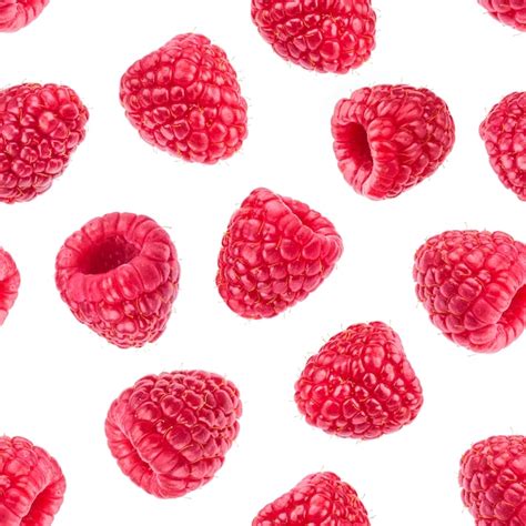 Premium Photo Raspberry Isolated On White Background Seamless Pattern