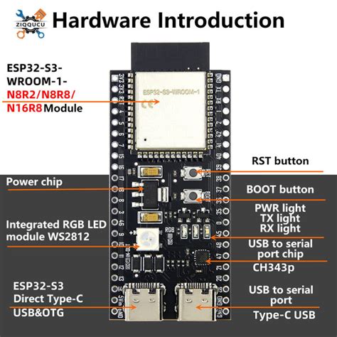 Ziqqucu อินเตอร์เน็ตของสิ่งต่างๆบลูทูธ Wi Fi Esp32 S3 Esp32ชนิด Dual C