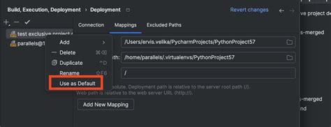 deployment on remote host visible only for this project ides