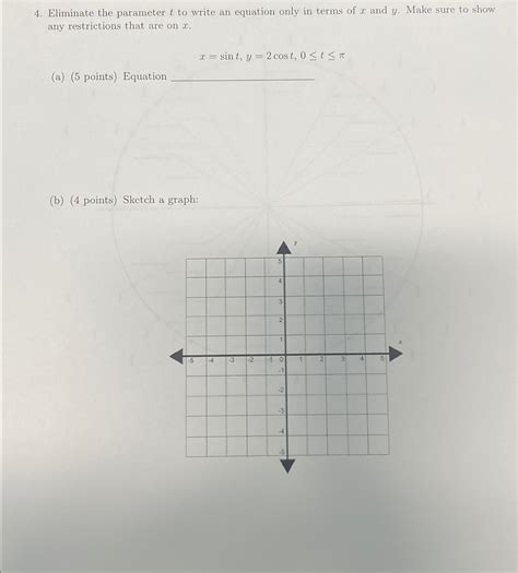 solved eliminate the parameter t ﻿to write an equation only