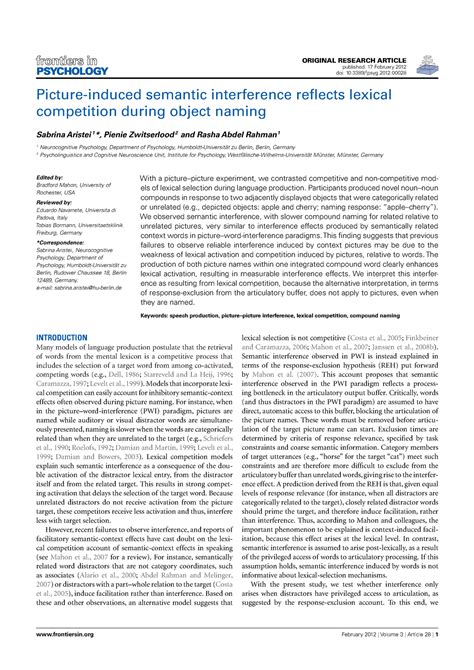picture induced semantic interference re original research article