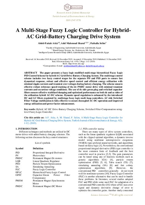 Pdf A Multi Stage Fuzzy Logic Controller For Hybrid Ac Grid Battery Charging Drive System