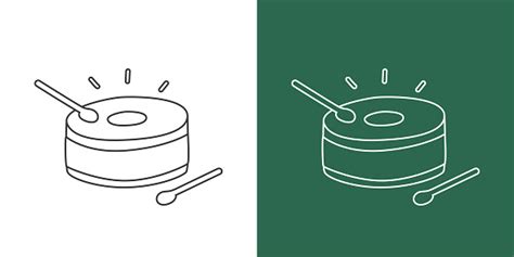 작은 드럼 라인 드로잉 벡터 디자인 타악기 미니 드럼 클립 아트 그리기 흰색과 칠판 배경에 분리된 선형 스타일 악기 클립 아트 개념 Classical Concert에 대한