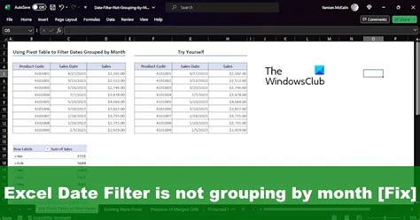 Excel 日期过滤器未按月分组 [修复]