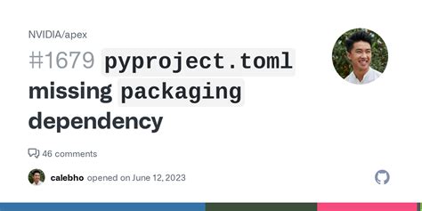 `pyproject toml` missing `packaging` dependency · issue 1679 · nvidia