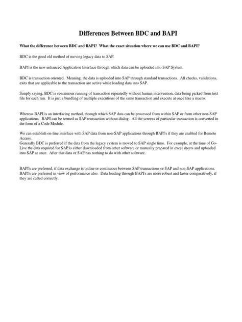 Difference Between Bdc And Bapi Pdf