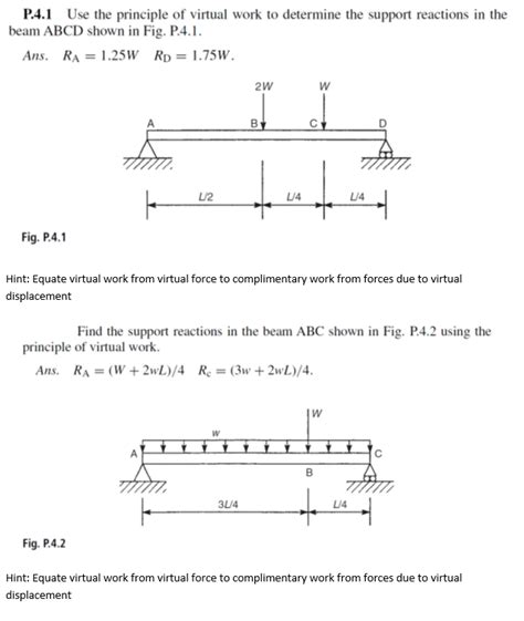 solved p4 1 use the principle of virtual work to determine