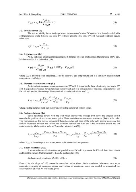 Parameter Estimation And Control Design Of Solar Maximum Power Point