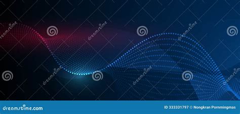 Vector Abstract Dynamic Wave Flow Mesh Particles Illustration Futuristic Network Technology