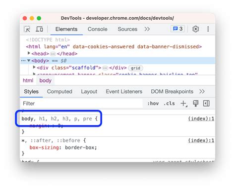 find invalid overridden inactive and other css chrome developers