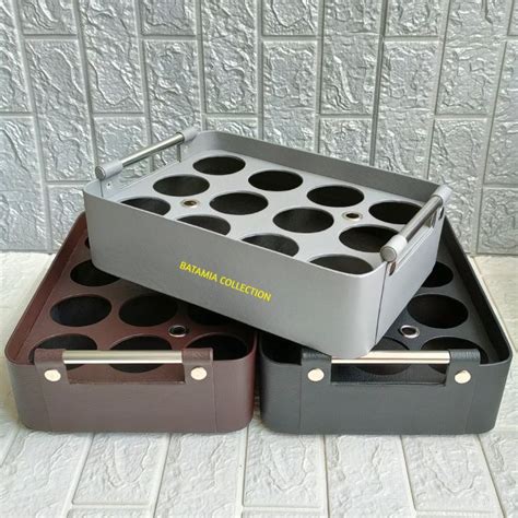 Tempat Aqua Gelas Model Oval Isi 12 Kulit Sintetis Keranjang Air Mineral Tempat Air Mineral