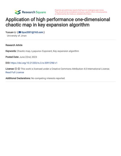 pdf application of high performance one dimensional chaotic map in