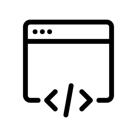 Black Outline Browser Window Icon Displaying Html Code Brackets Inside