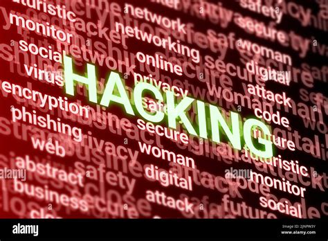 3d hacking word on technology related words online digital