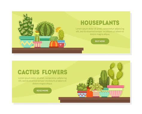 houseplants cactus flowers landing page set website mobile app