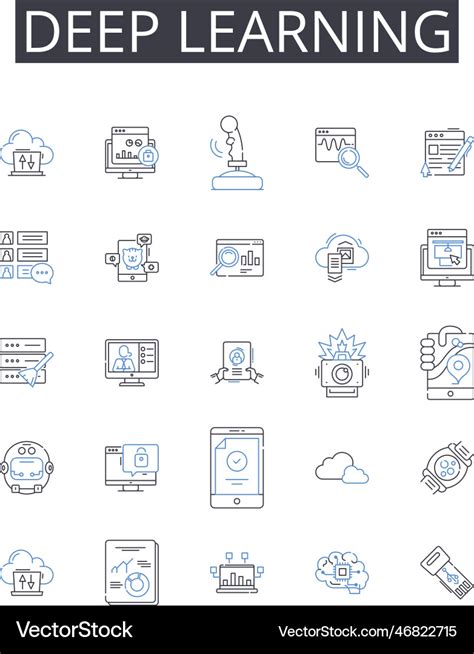 Deep Learning Line Icons Sammlung Künstlich Vektorbild