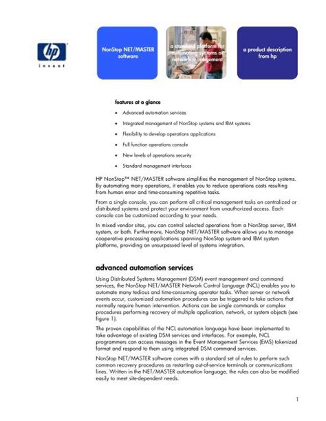 nonstop net master software data sheet pdf hp integrity