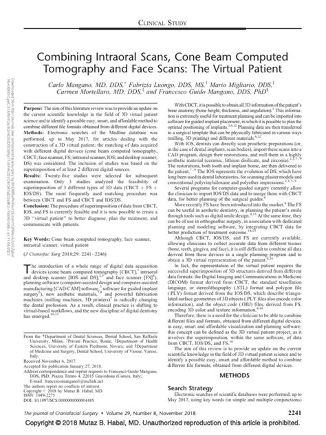 Combining Intraoral Scans Cone Beam Computed 54 Pdf 3 D Computer Graphics