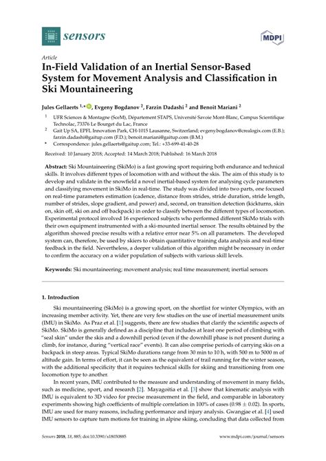 Pdf In Field Validation Of An Inertial Sensor Based System For