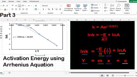 Microsoft Excel Activation Energy Using Arrhenius Equation Part 3