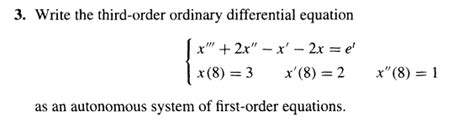 Solved 3 Write The Third Order Ordinary Differential