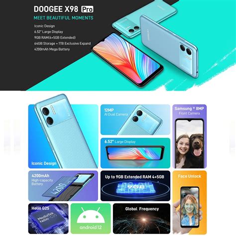DOOGEE X98 Pro 4GB 64GB Face ID 4200mAh 6.52 inch Android 12 Helio G25 ...