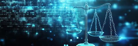 Digital Scales Of Justice With Binary Code Background Premium Ai