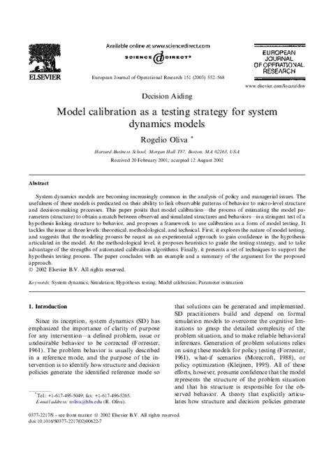 Pdf Model Calibration As A Testing Strategy For System Dynamics Models