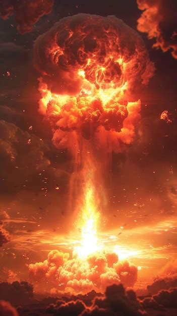 A Massive Nuclear Explosion In The Atmosphere During Daytime Premium