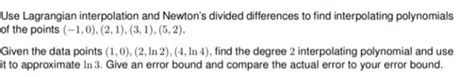 Solved Jse Lagrangian Interpolation And Newtons Divided