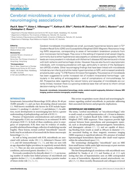 Pdf Cerebral Microbleeds A Review Of Clinical Genetic And Neuroimaging Associations