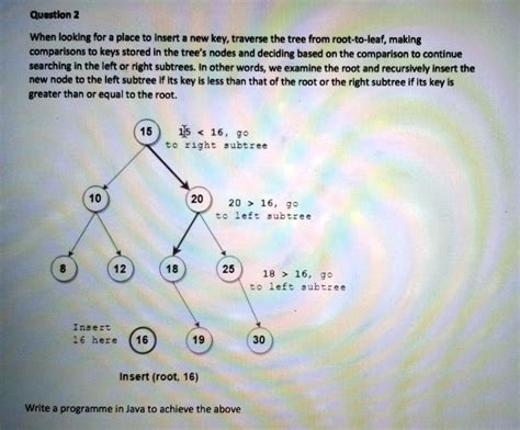 question 2 when looking for a place to insert a new key traverse the tree from root to leaf
