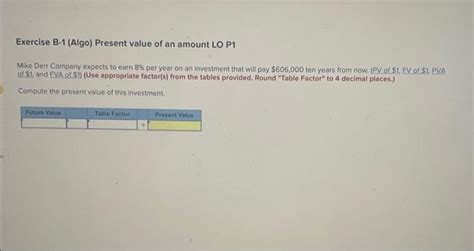 solved exercise b 1 algo present value of an amount lo p1