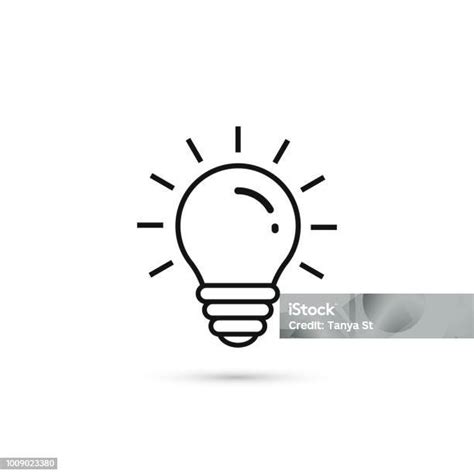 라이트 전구 선 아이콘 벡터 개요 기호 흰색 배경에 고립 아이디어 기호 검은색에 대한 스톡 벡터 아트 및 기타 이미지 검은색