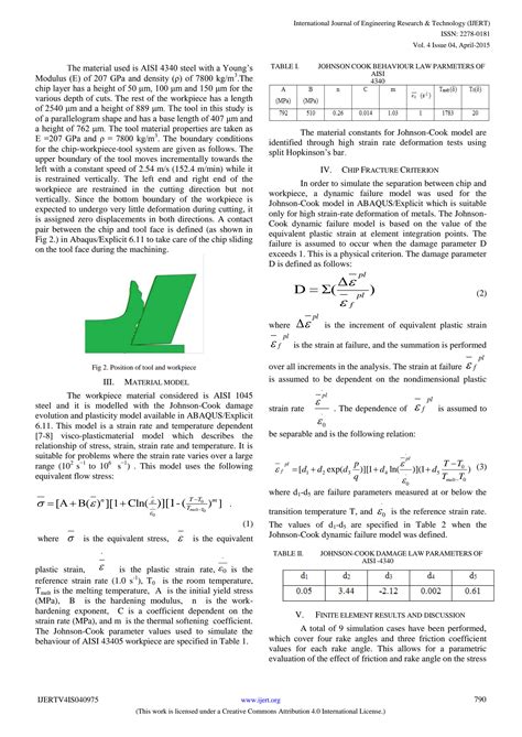 solution finite element simulation of orthogonal cutting process for