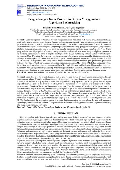 Pdf Pengembangan Game Puzzle Find Grass Menggunakan Algoritma Backtracking