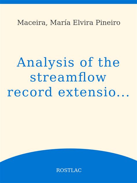 Analysis Of The Streamflow Record Extension For The Xingu River At Babaquara