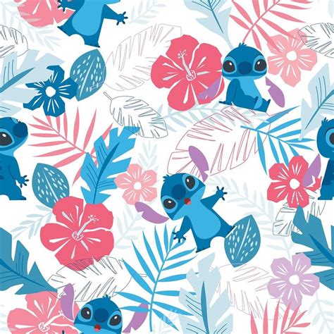 Roommates Disney Stitch Tropical Flowers Pink Peel And Stick Blue