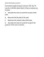 6 Notes Receivables Problem Blank 1 Docx NOTES RECEIVABLE EXAMPLE