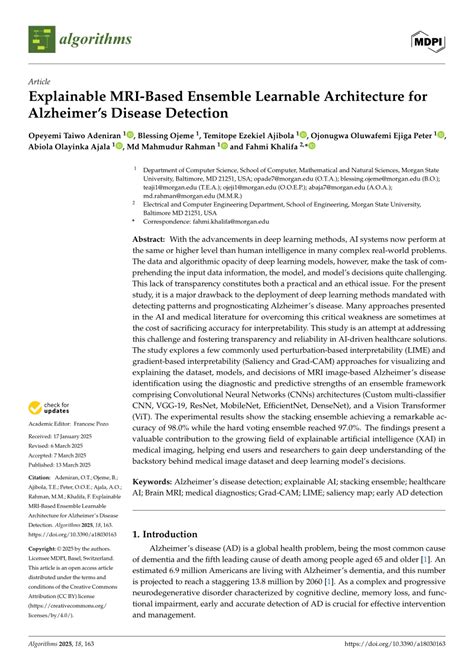 Pdf Explainable Mri Based Ensemble Learnable Architecture For Alzheimers Disease Detection