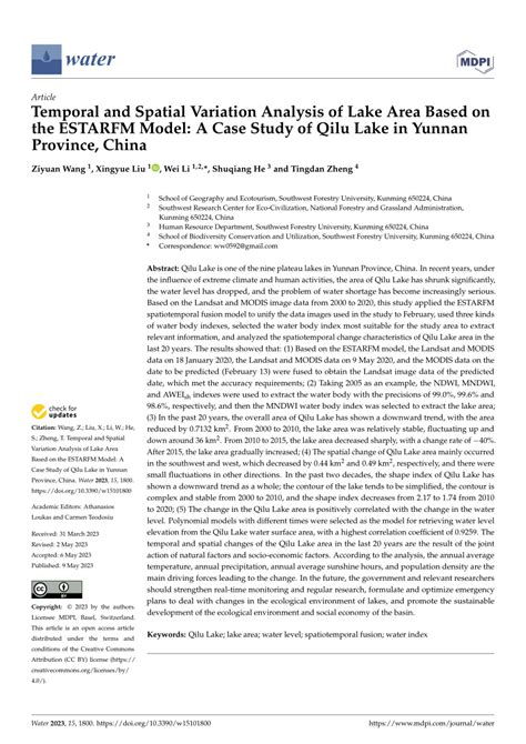 Pdf Temporal And Spatial Variation Analysis Of Lake Area Based On The