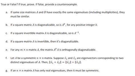 Solved True Or False If True Prove If False Provide A