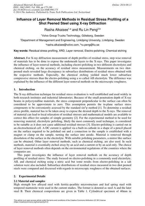 Pdf Influence Of Layer Removal Methods In Residual Stress Profiling Of A Shot Peened Steel